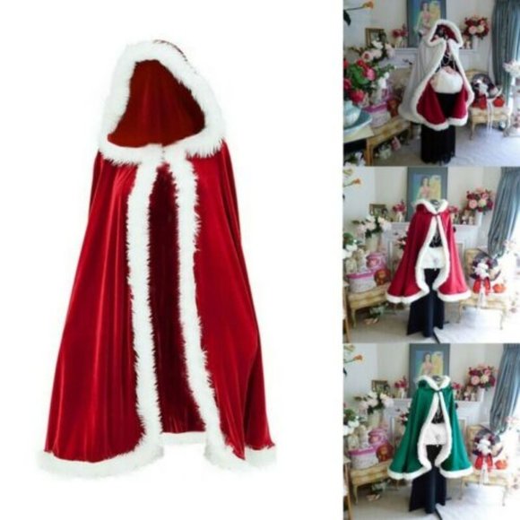 Other | Unisex Adult Cute Santa Cloak Velvet Hooded Cape Robe Christmas ...